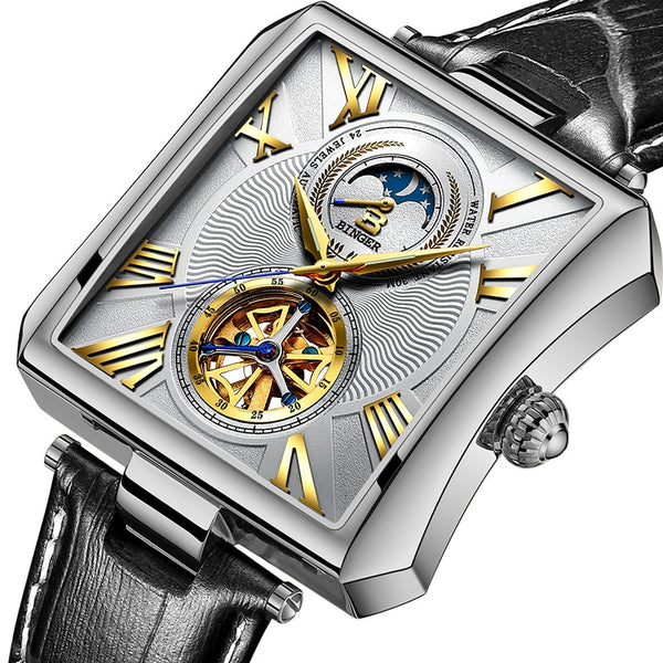 Binger Swiss Square Tourbillon Mechanical Men's Watch B 5071 – Binger Store